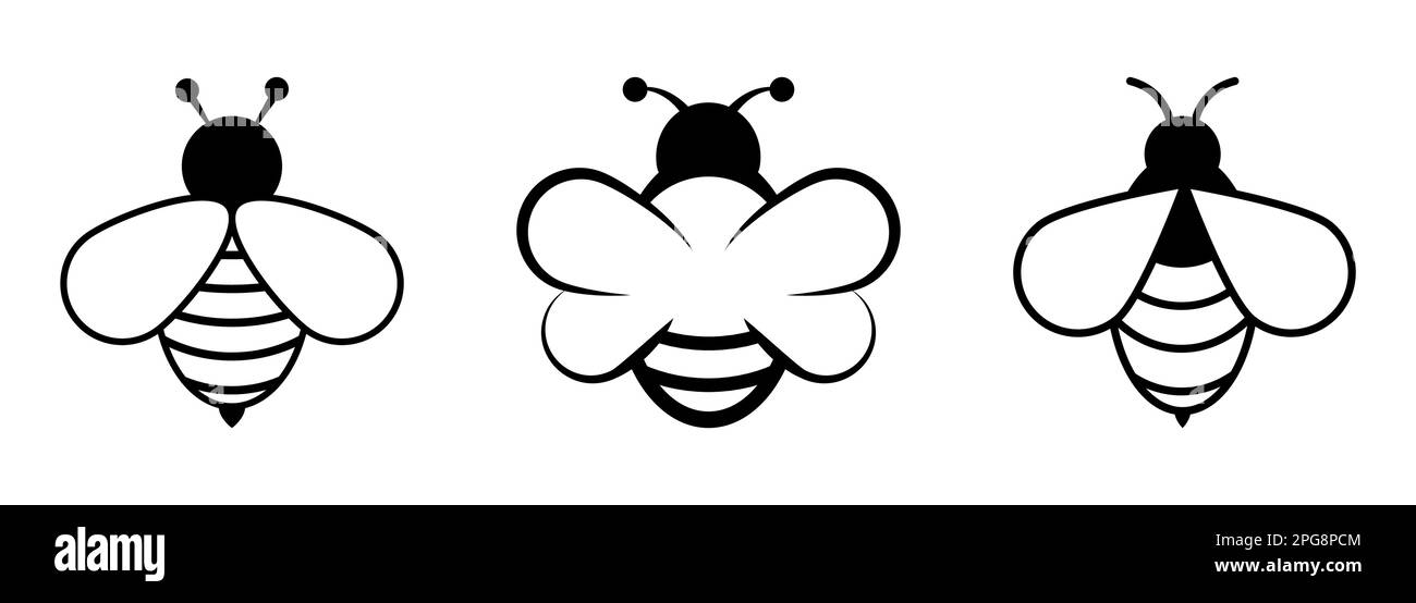 Set of bee icons. Vector illustration isolated on white background ...