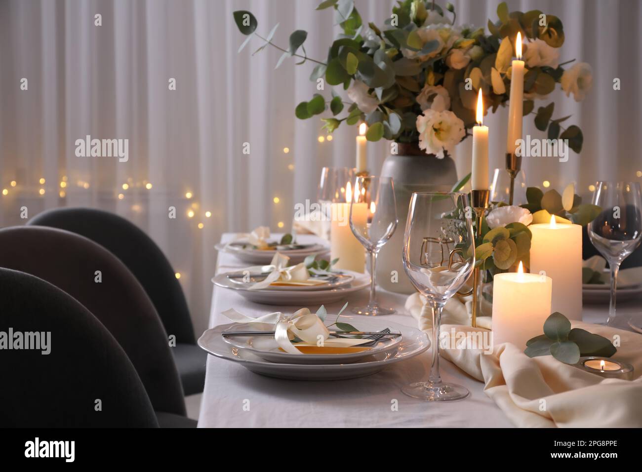 Festive table setting with beautiful decor indoors Stock Photo - Alamy