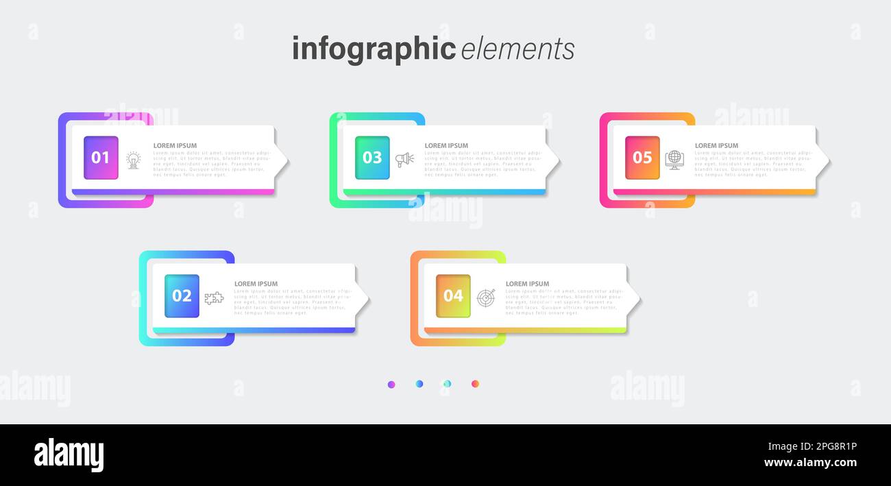Business infographic thin line process with square template design with ...
