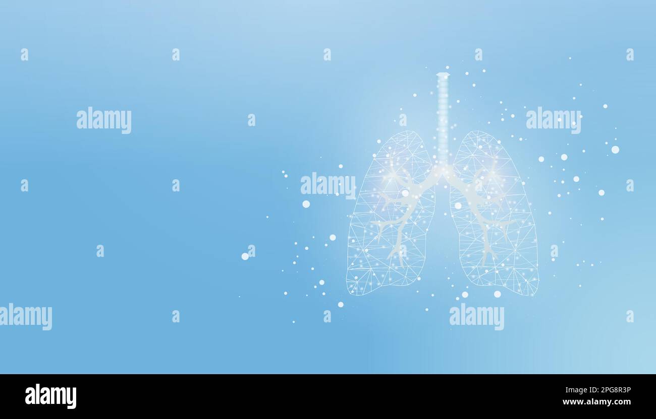Lungs. Banner template with glowing low poly. Futuristic modern ...