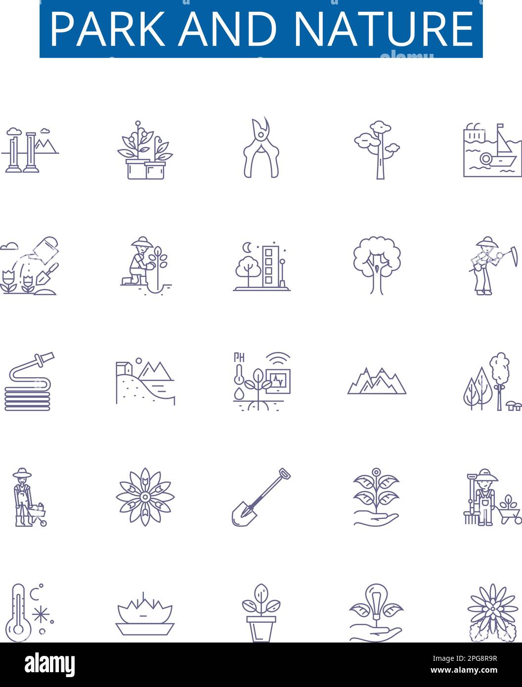 Park and nature line icons signs set. Design collection of Park, Nature ...