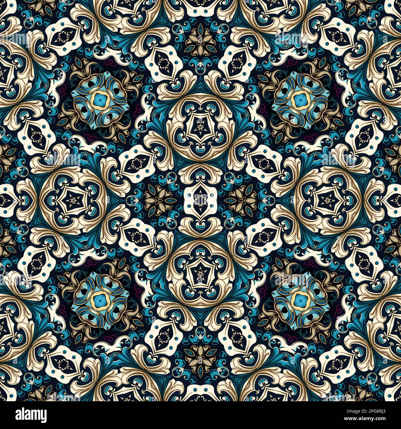 Ornamental victorian seamless wallpaper in roccoco style. Repeat tile ...