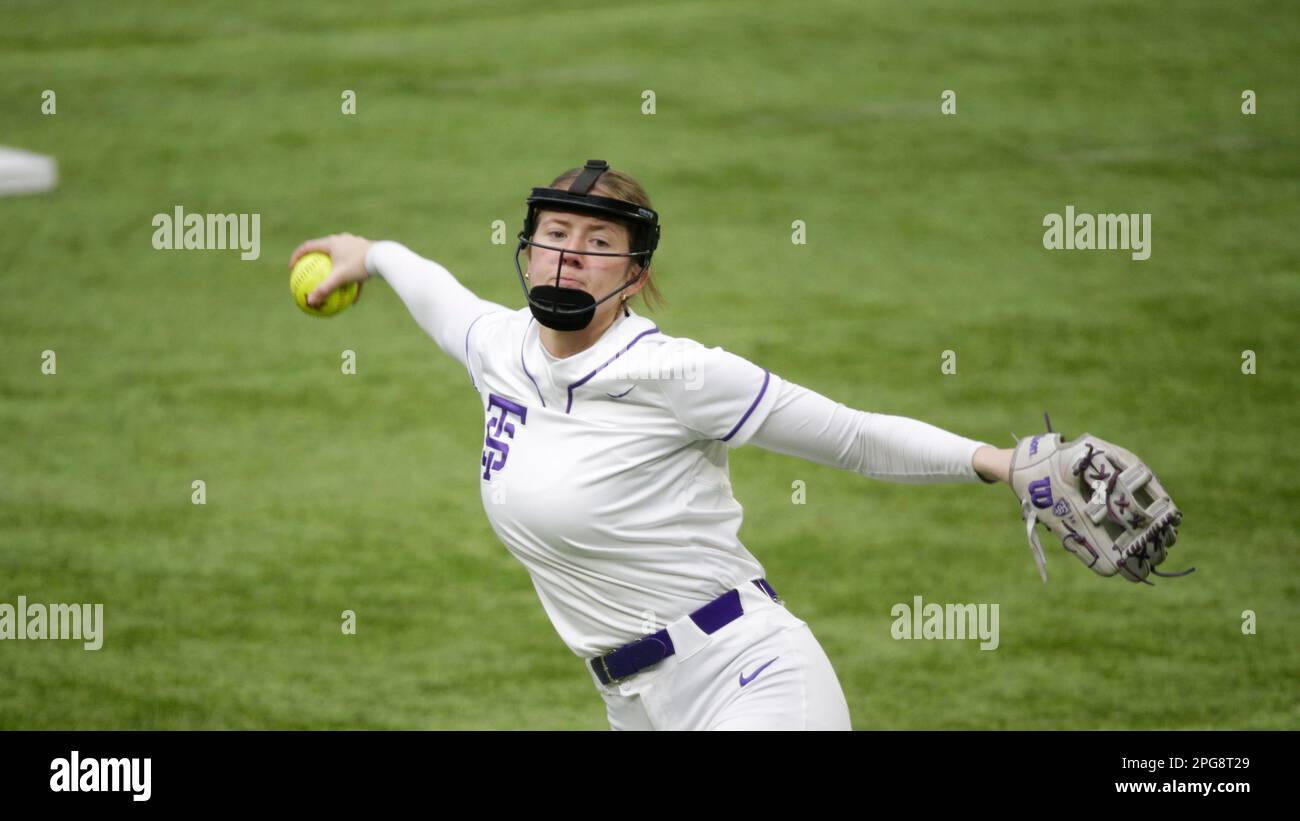 St Thomas pitcher Grace Bennett throws during an NCAA softball game against Idaho St. on Friday ...