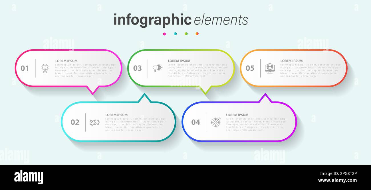 Business infographic thin line process with square template design with ...