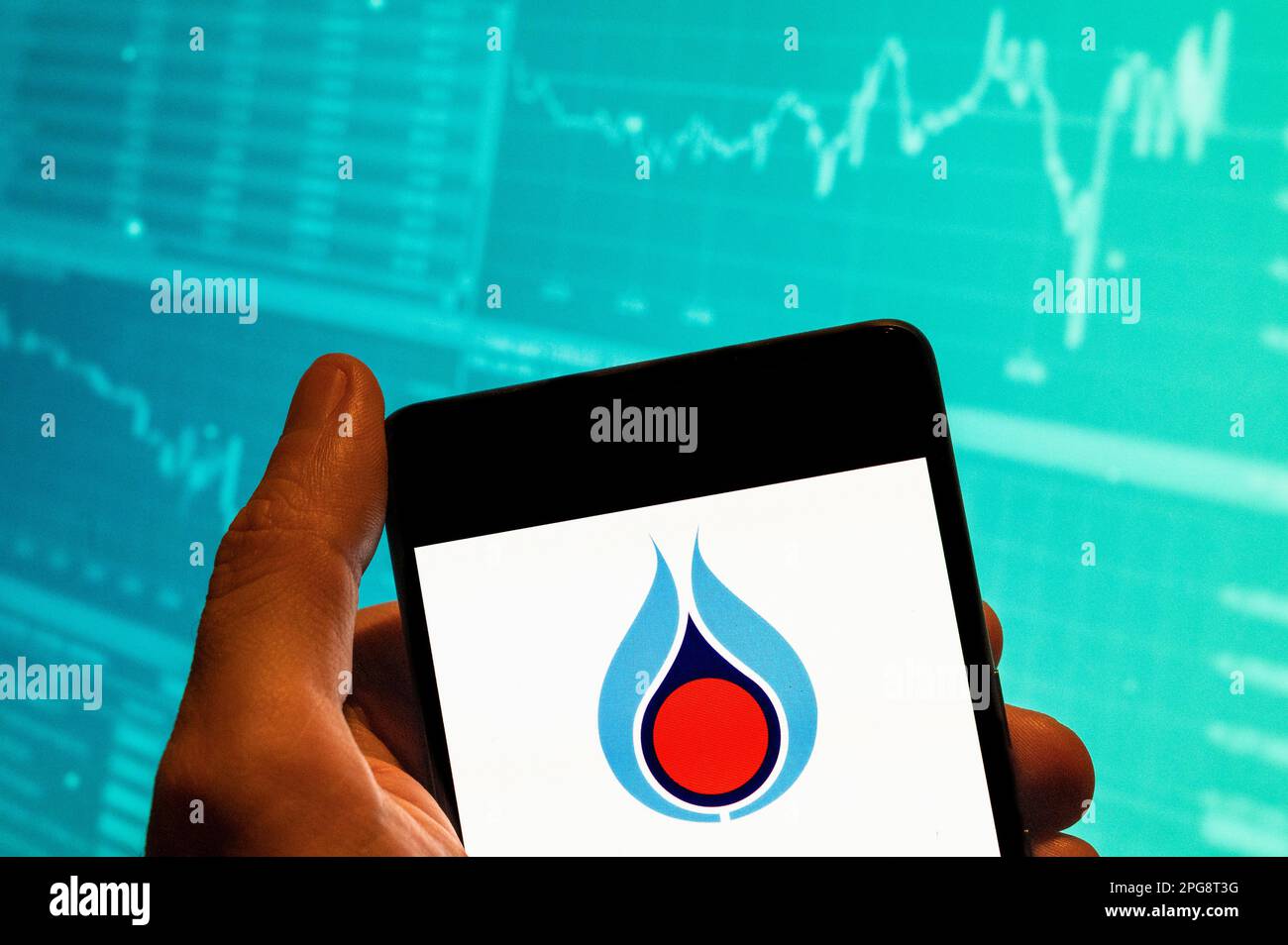 In this photo illustration, the Thai state-owned oil and gas company ...
