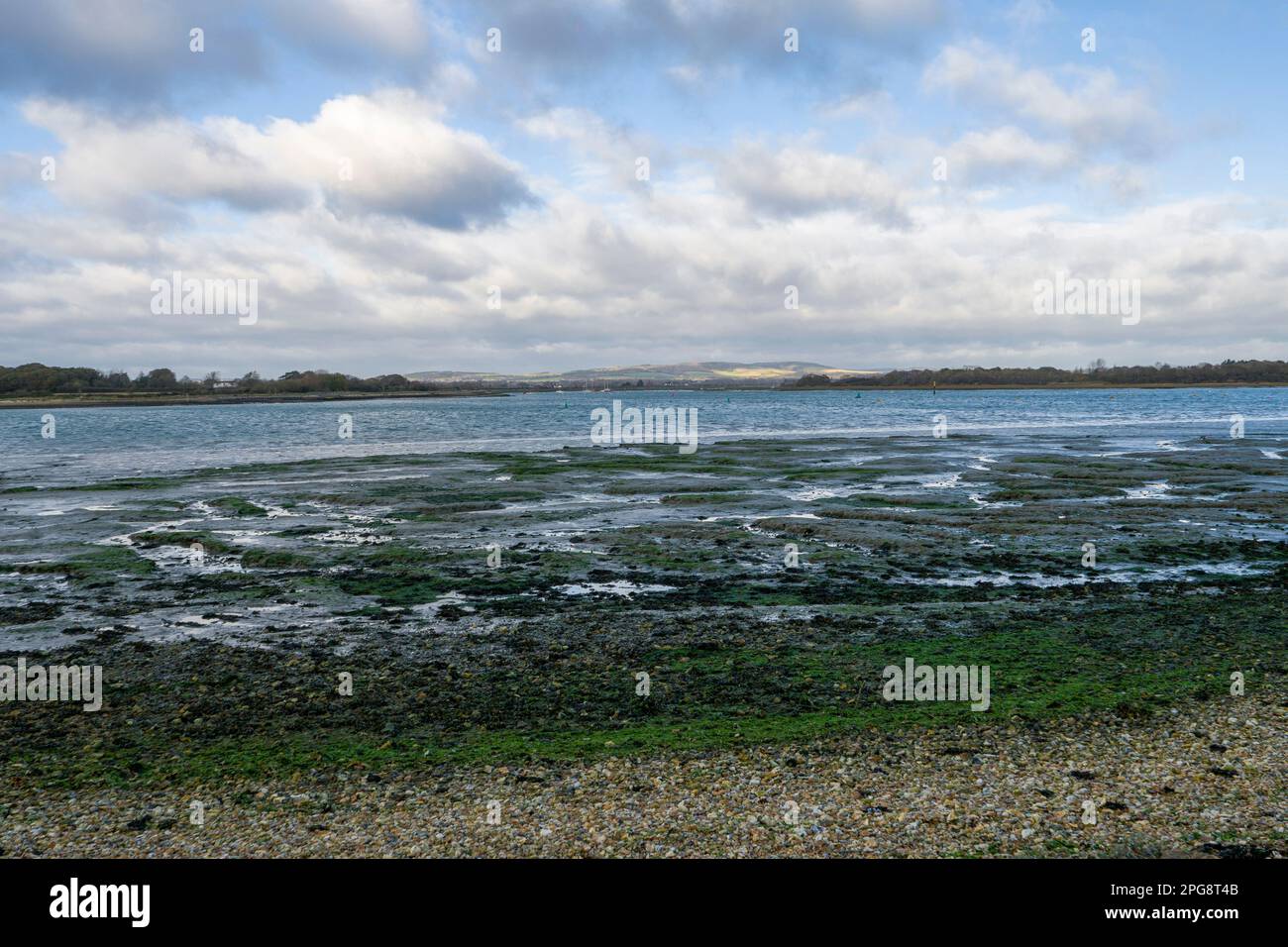 Chichester Harbour National Landscape at Chalkdock Point in winter ...