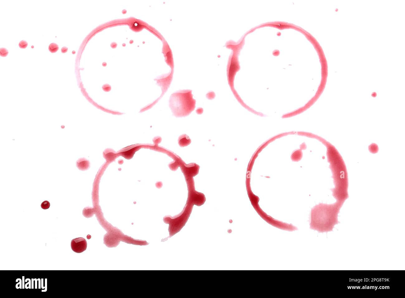 Red wine rings and drops on white background, top view Stock Photo - Alamy