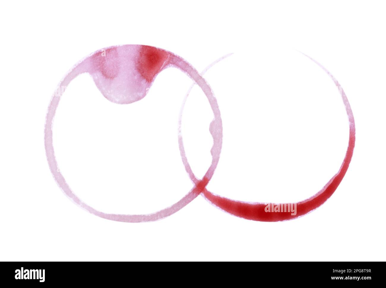 Red wine rings on white background, top view Stock Photo - Alamy