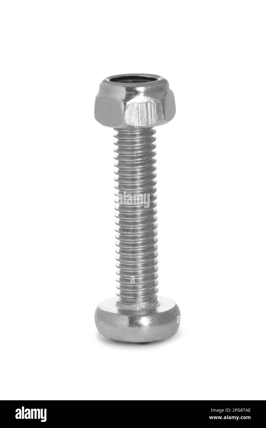 Metal bolt with nut isolated on white Stock Photo - Alamy
