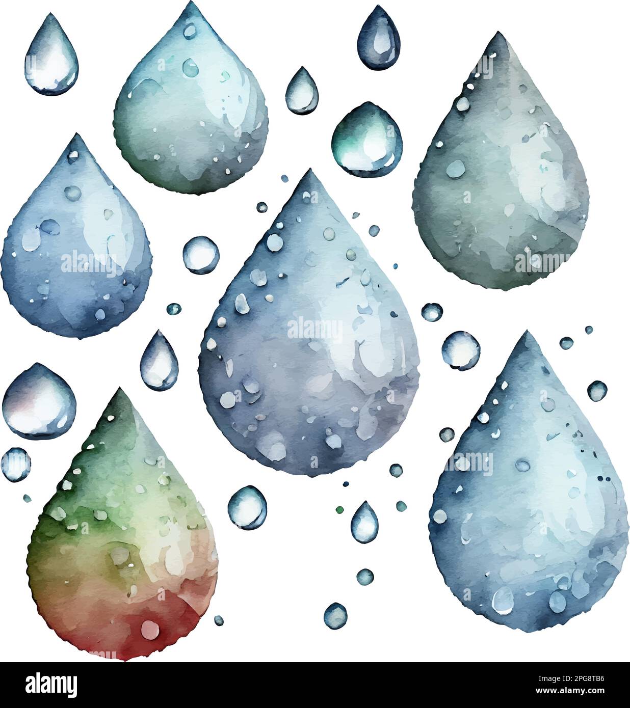 set vector illustration of water drop spring rain on white background ...