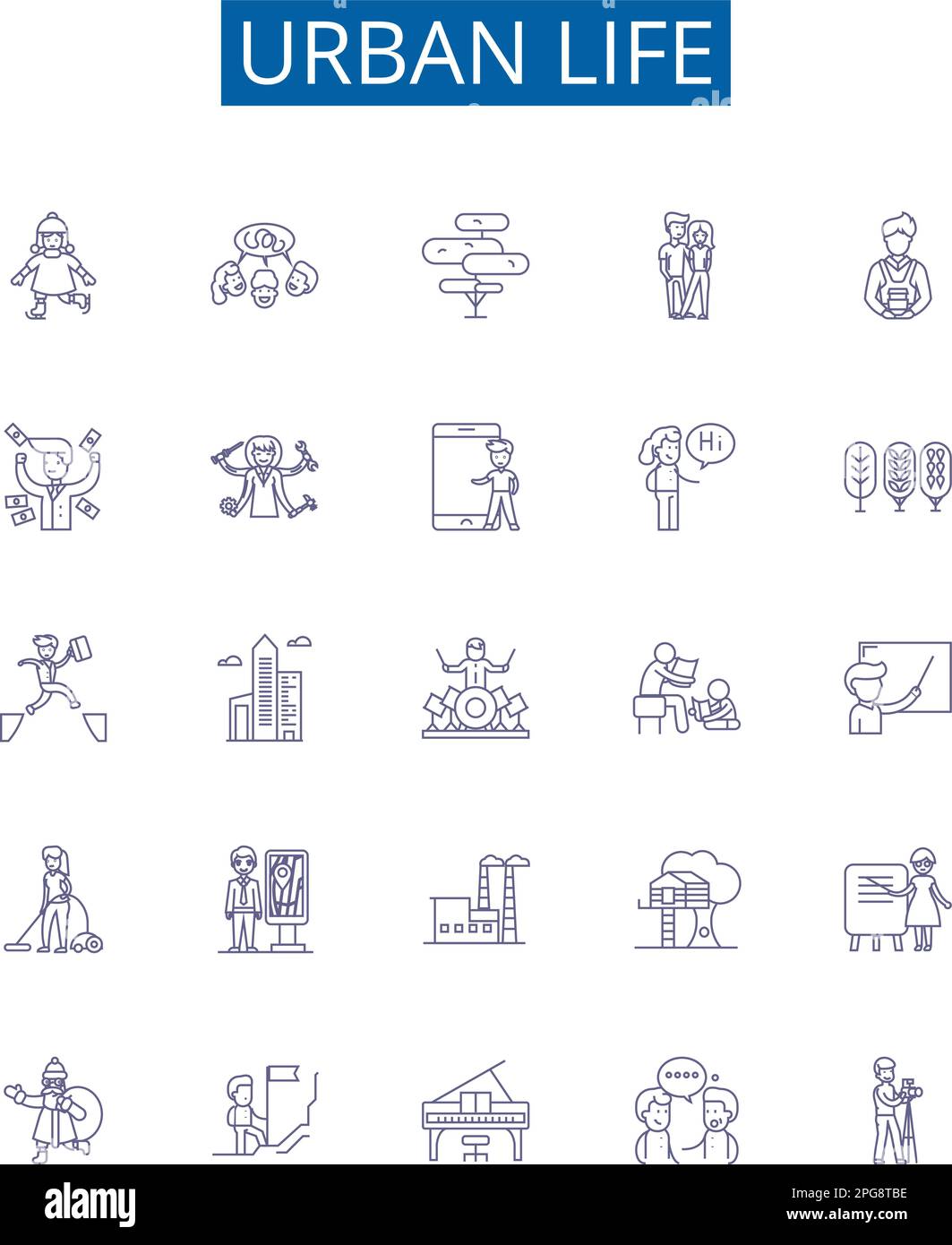 Urban life line icons signs set. Design collection of Urban, Life, City ...