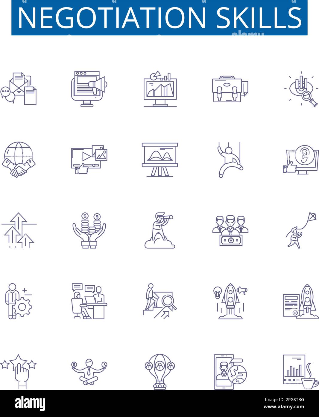 Negotiation skills line icons signs set. Design collection of ...