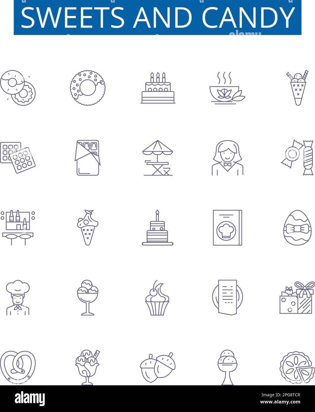 Sweets and candy line icons signs set. Design collection of ...
