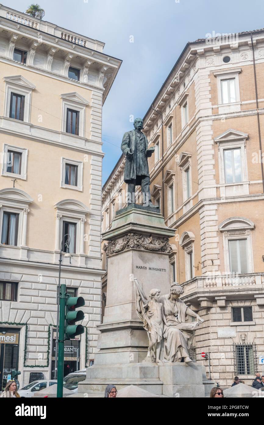 Rome, Italy - December 7, 2022: Statue of Marco Minghetti, Italian ...