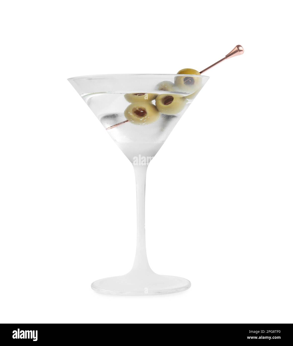 Martini cocktail with olives on white background Stock Photo - Alamy