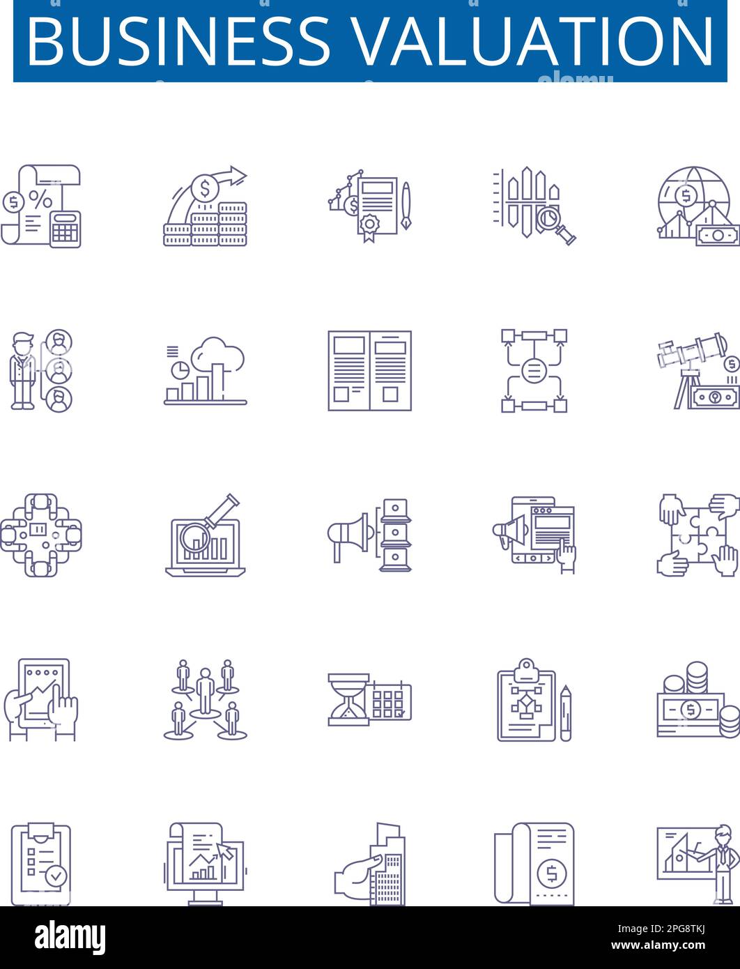Business valuation line icons signs set. Design collection of Valuation ...