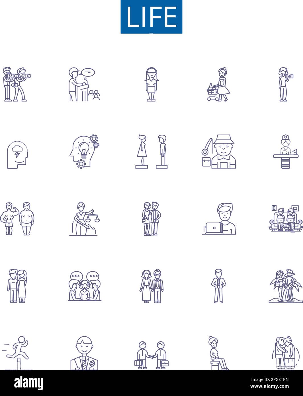 Life line icons signs set. Design collection of Existence, Living ...