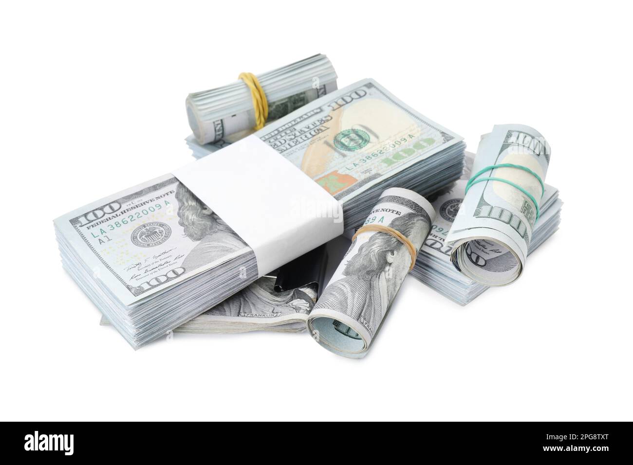 Dollar banknotes on white background. American national currency Stock ...