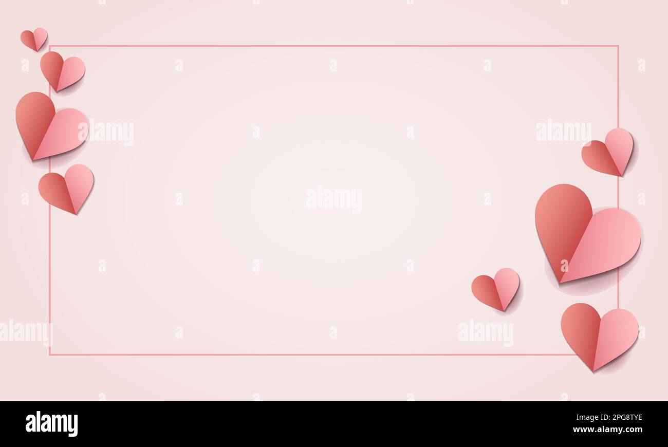 Poster or banner with sky and paper cut clouds.Red, pink and white ...