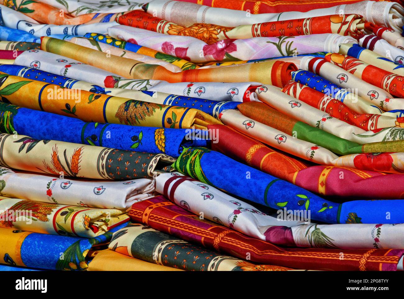 Colourful home decor fabrics printed with bright and vibrant designs ...