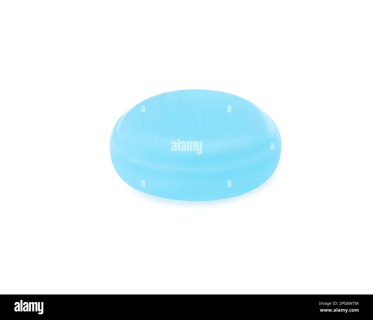 One blue cough drop isolated on white Stock Photo - Alamy