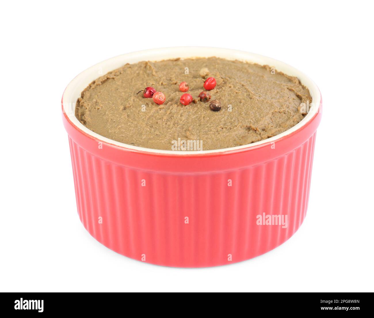 Tasty liver pate with pepper isolated on white Stock Photo - Alamy