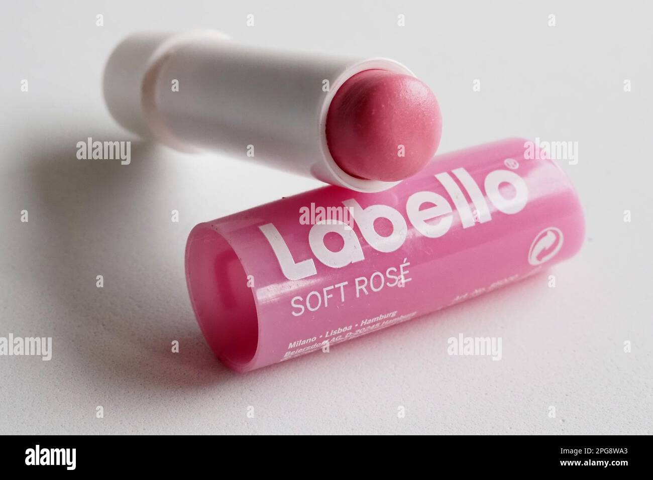 In this Illustration. Labello pink lip balm. The name of the Labello ...