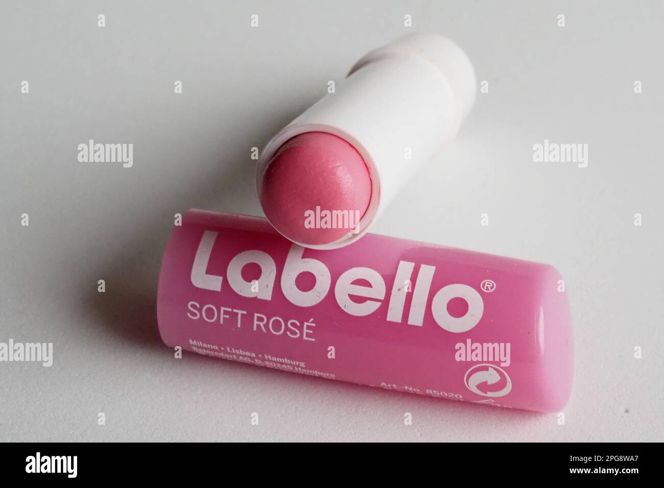 In this Illustration. Labello pink lip balm. The name of the Labello ...