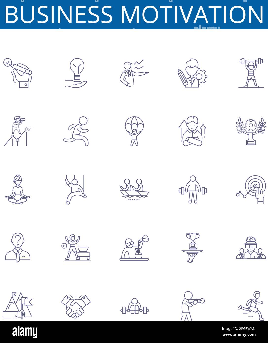 Business motivation line icons signs set. Design collection of Motivate ...