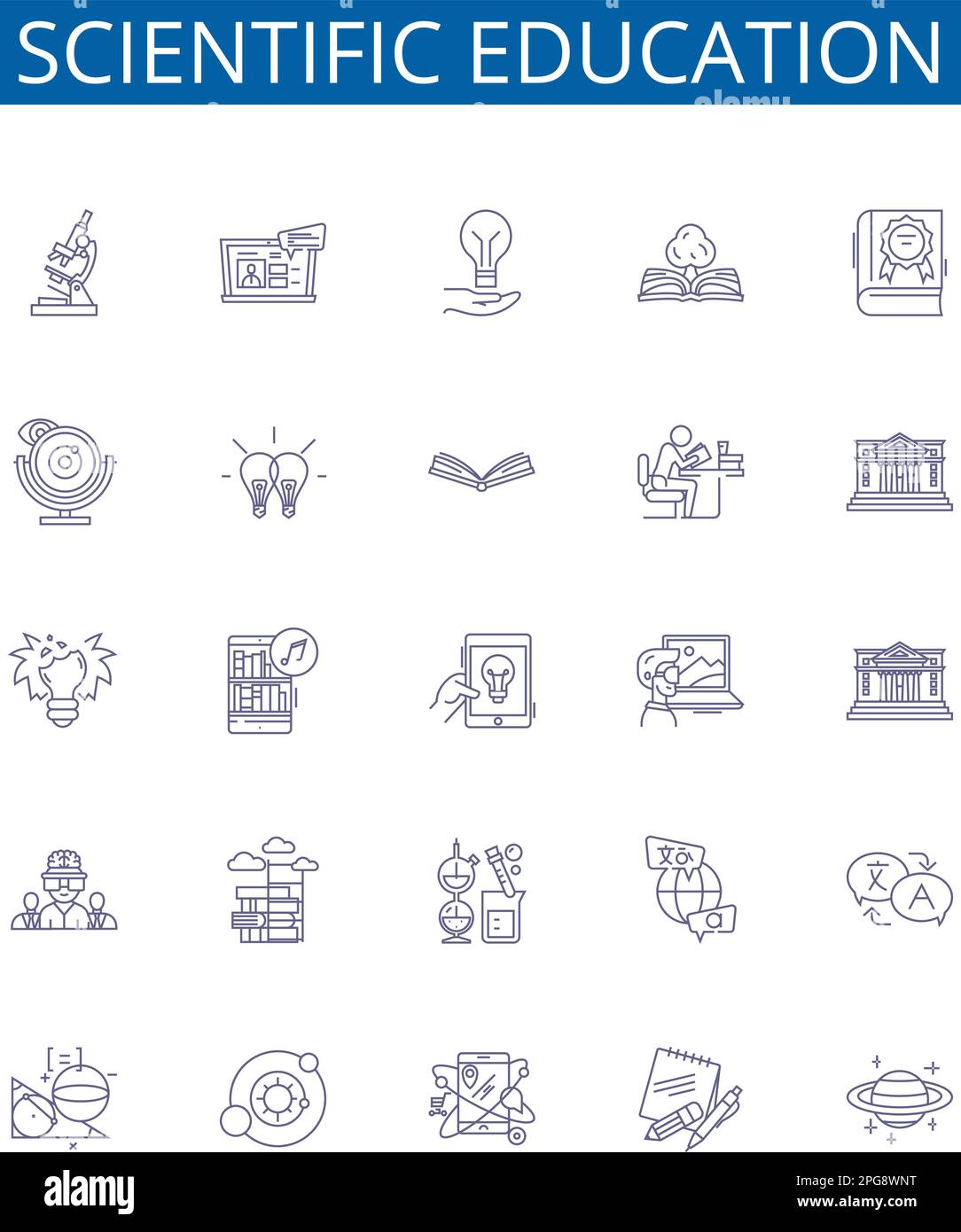 Scientific education line icons signs set. Design collection of Scientific, Education, Knowledge ...