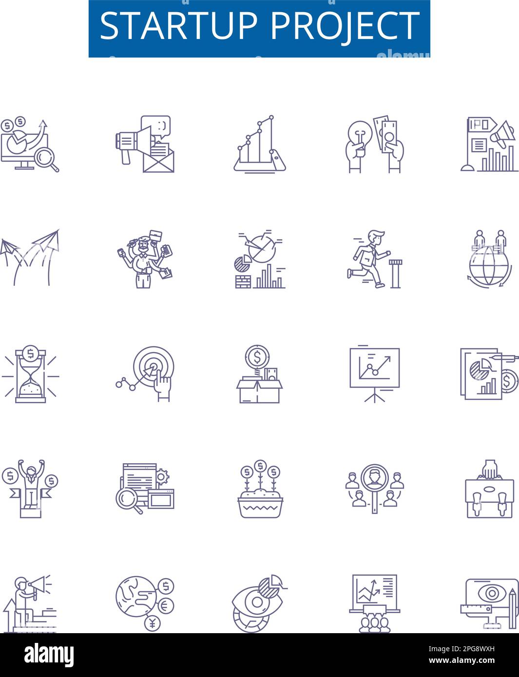 Startup project line icons signs set. Design collection of Startup ...