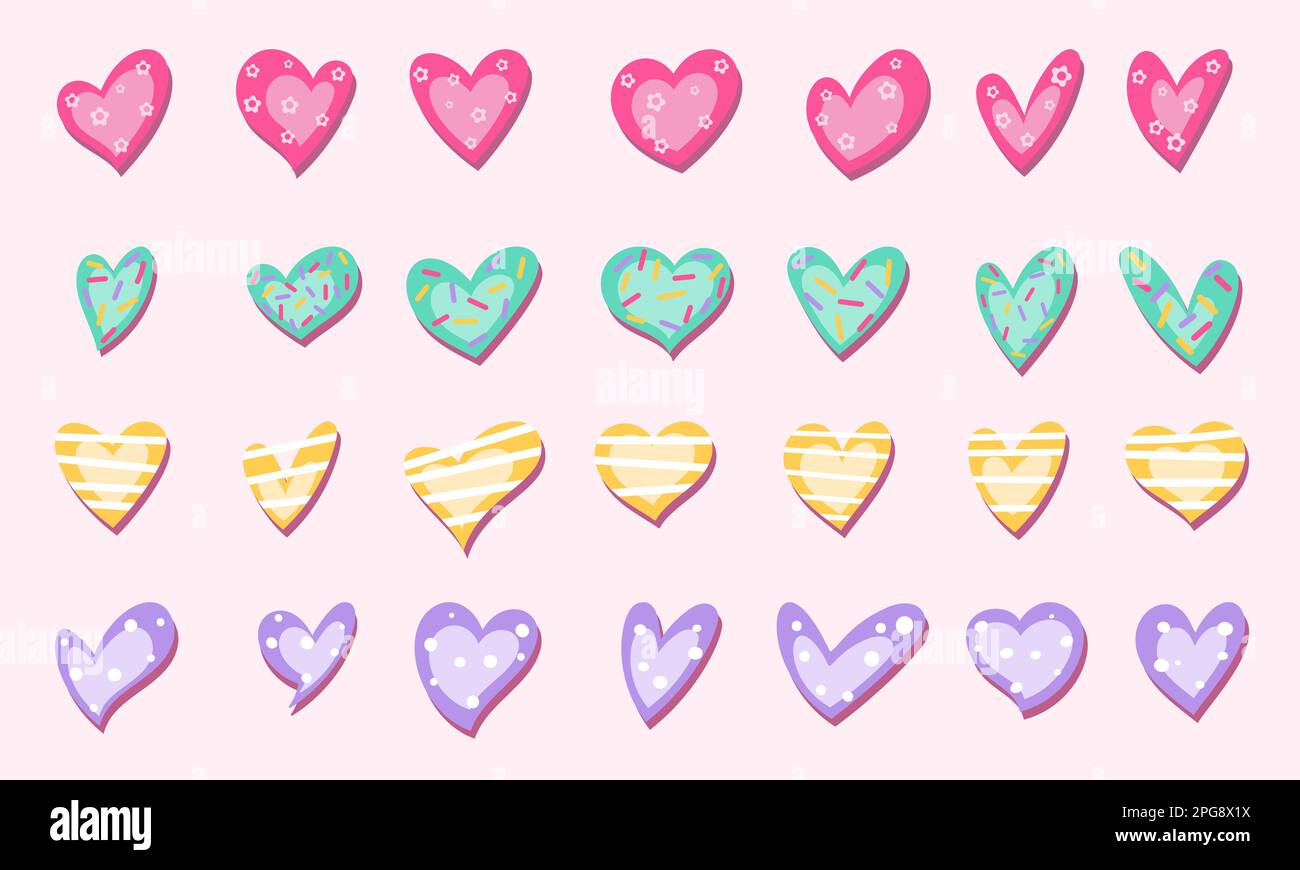 Doodle hearts sketch set. Various different hand drawn love heart icon ...