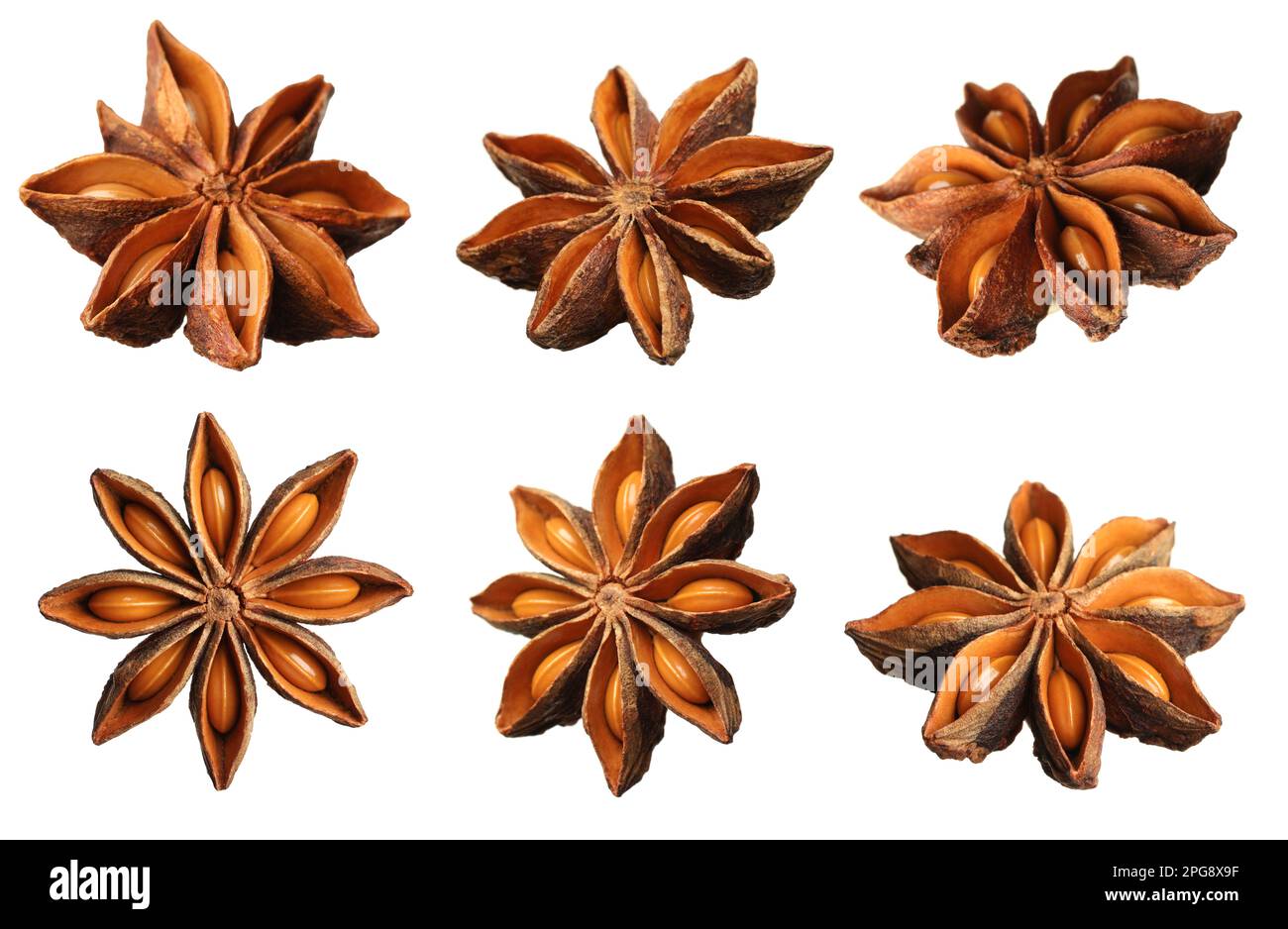 Set with dry anise anise stars on white background Stock Photo - Alamy