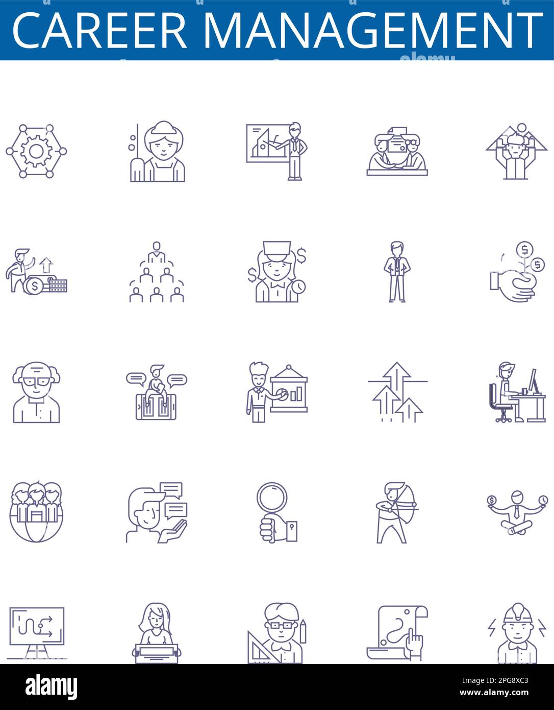 Career management line icons signs set. Design collection of Coaching ...