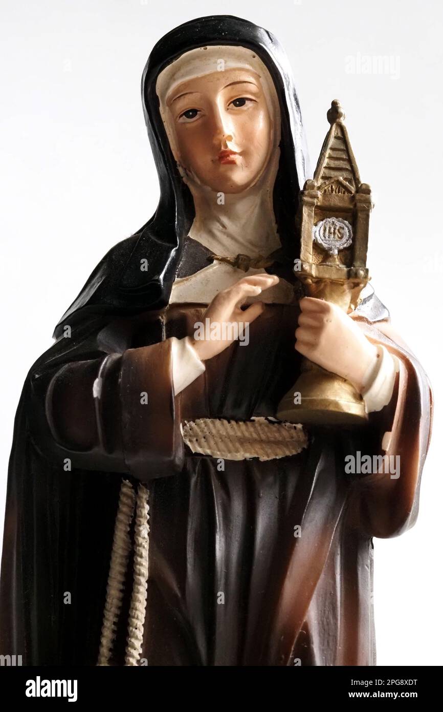 In this Illustration. Statuette symbolizing Santa Chiara, founder of ...