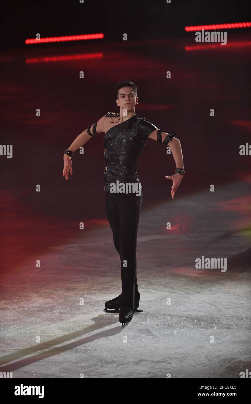 Moscow. Figure skater Pyotr Gumennik performs at the 'Russian Challenge ...