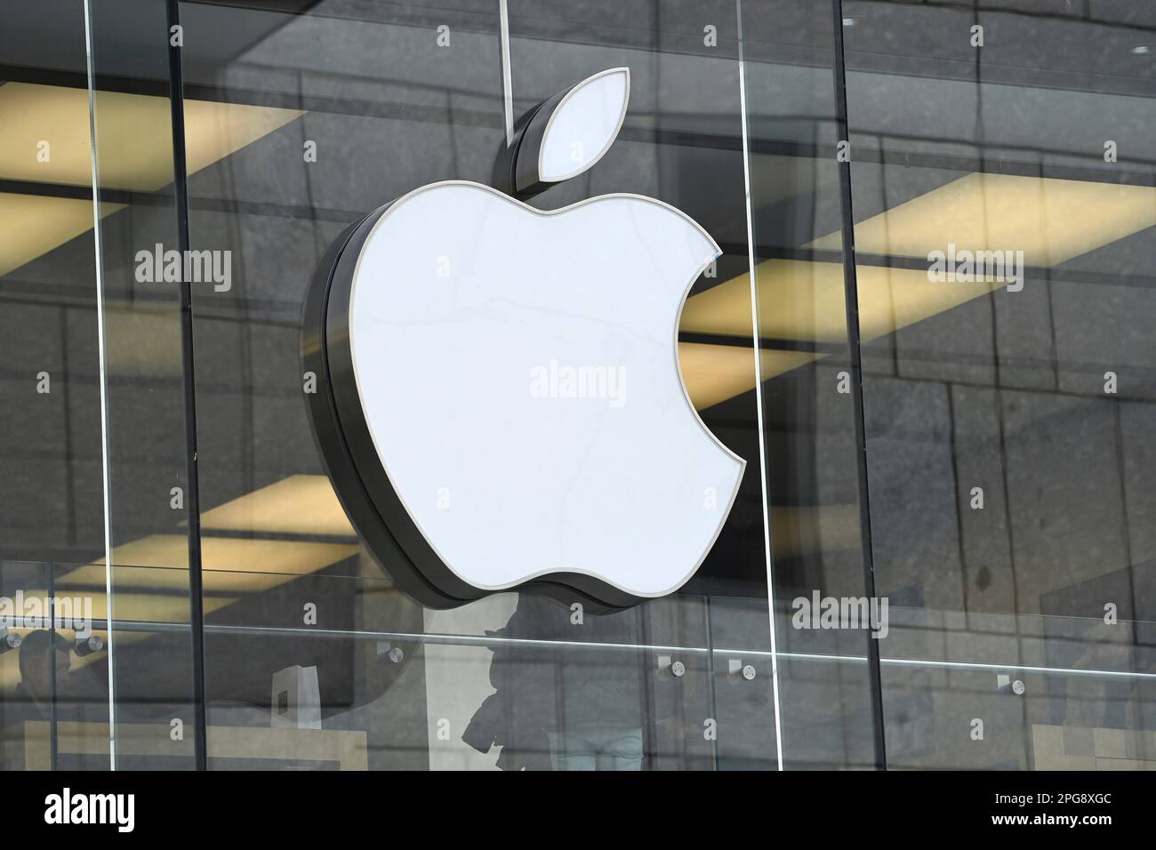 Munich, Deutschland. 21st Mar, 2023. Apple logo, apple at the APPLE ...