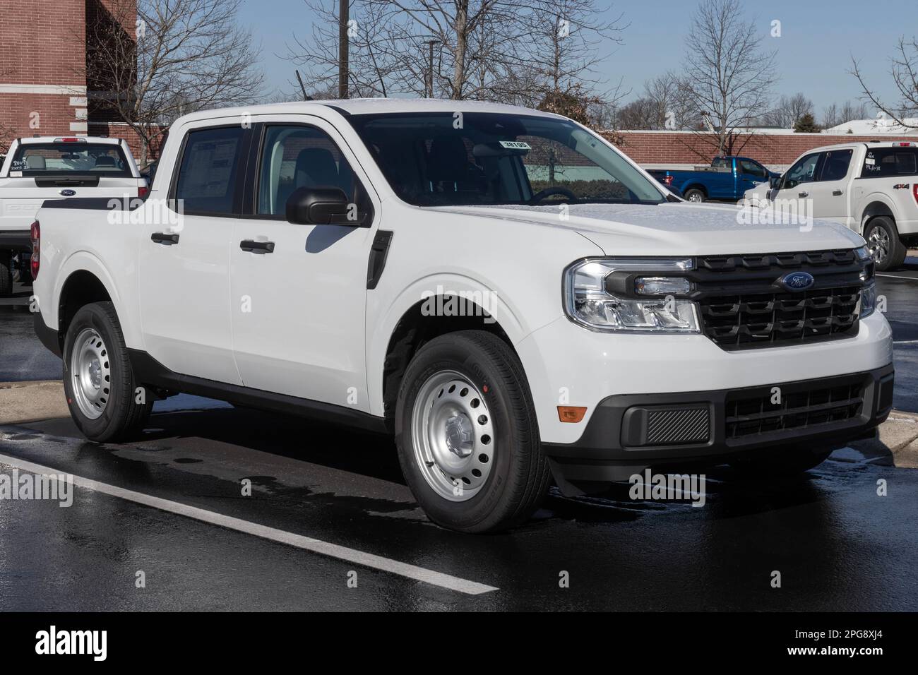 Zionsville - Circa March 2023: Ford Maverick compact truck display at a ...
