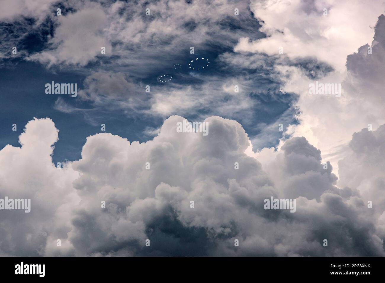 UFO-UAP sighting, ring of lights in the sky Stock Photo - Alamy