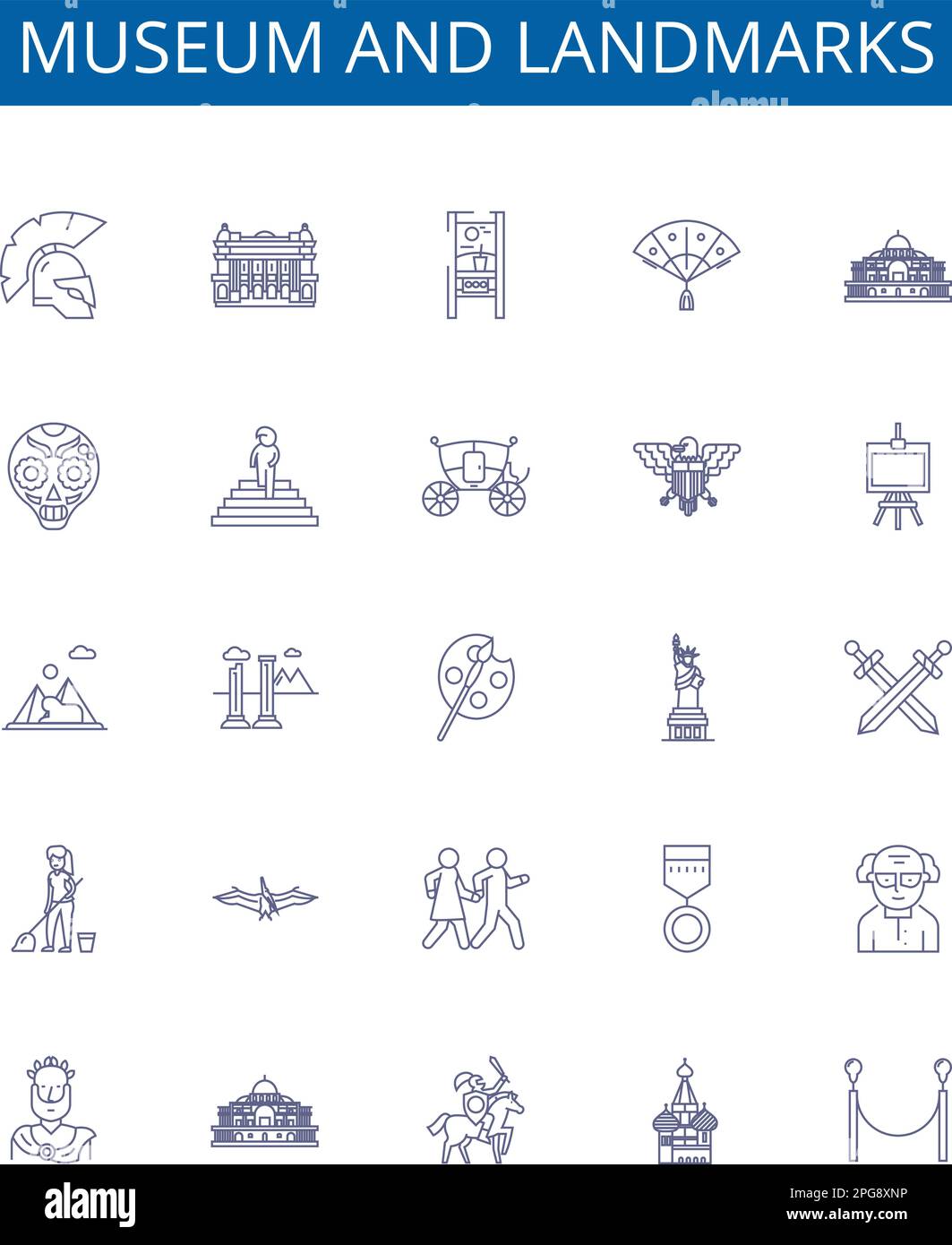Museum and landmarks line icons signs set. Design collection of Museum ...