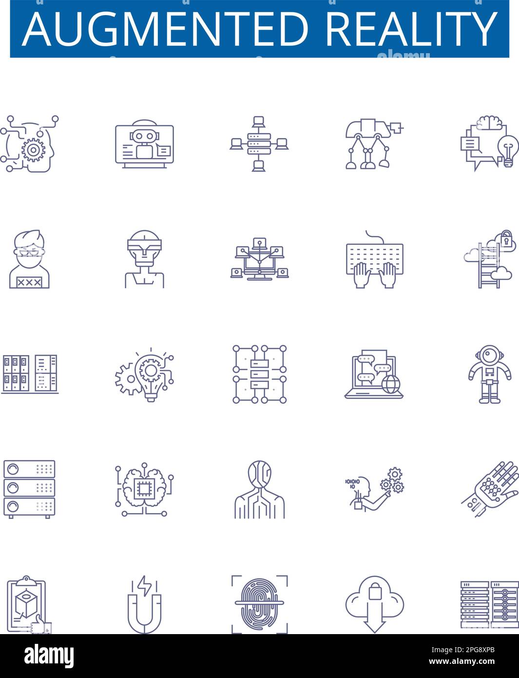 Augmented reality line icons signs set. Design collection of Augmented ... Augmented reality line icons signs set. Design collection of Augmented ...