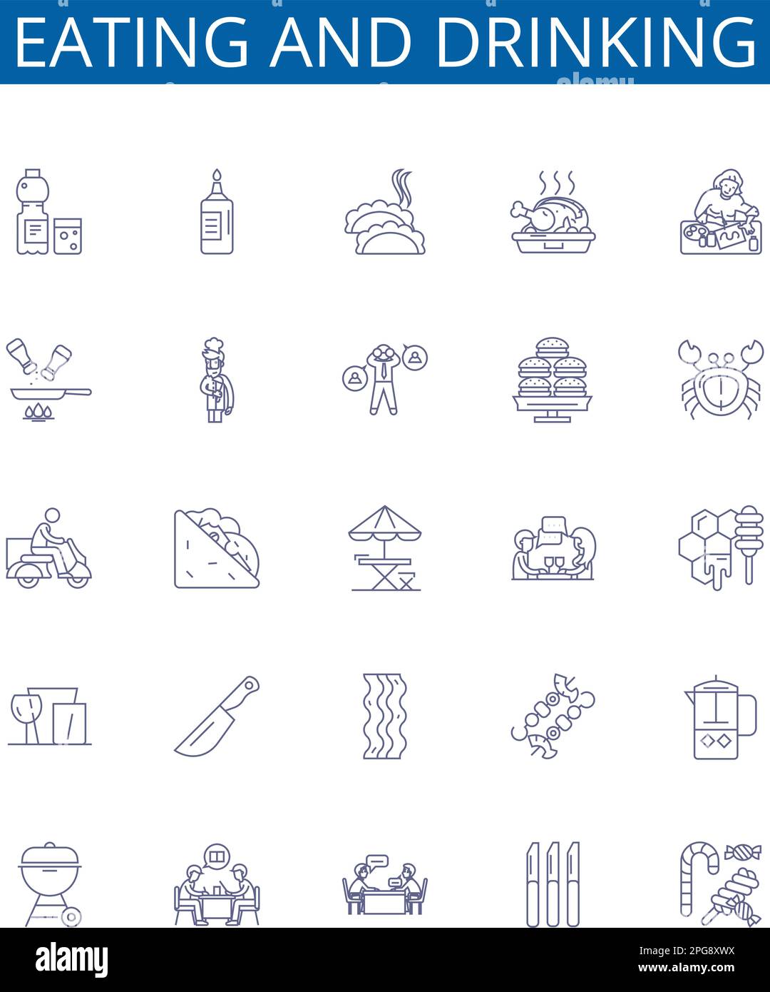 Eating and drinking line icons signs set. Design collection of Dining ...