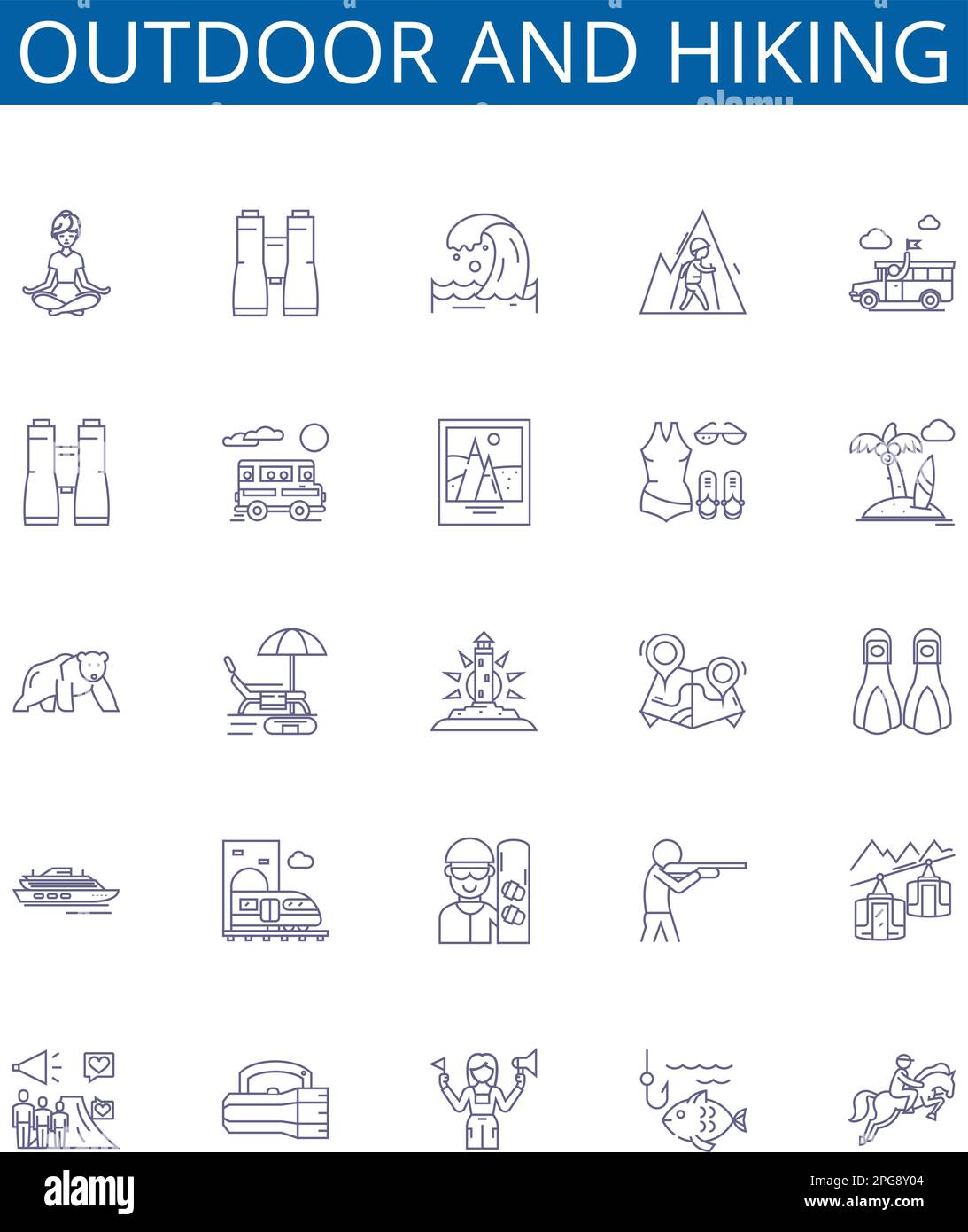 Outdoor and hiking line icons signs set. Design collection of Hiking ...