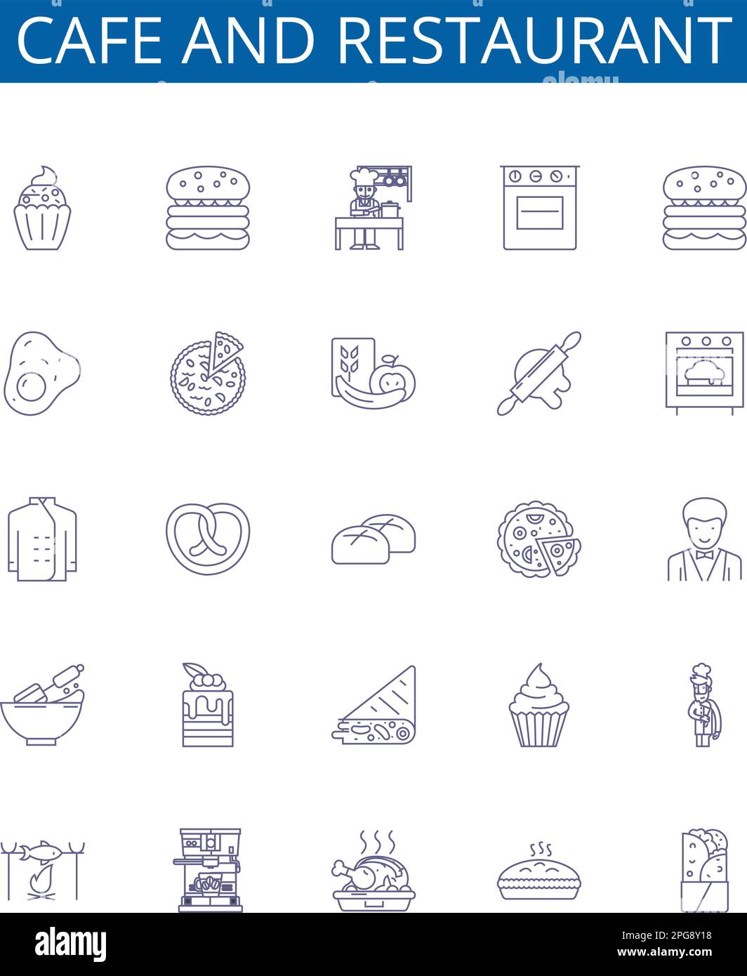 Cafe And Restaurant Line Icons Signs Set Design Collection Of Cafe Restaurant Cuisine Menu