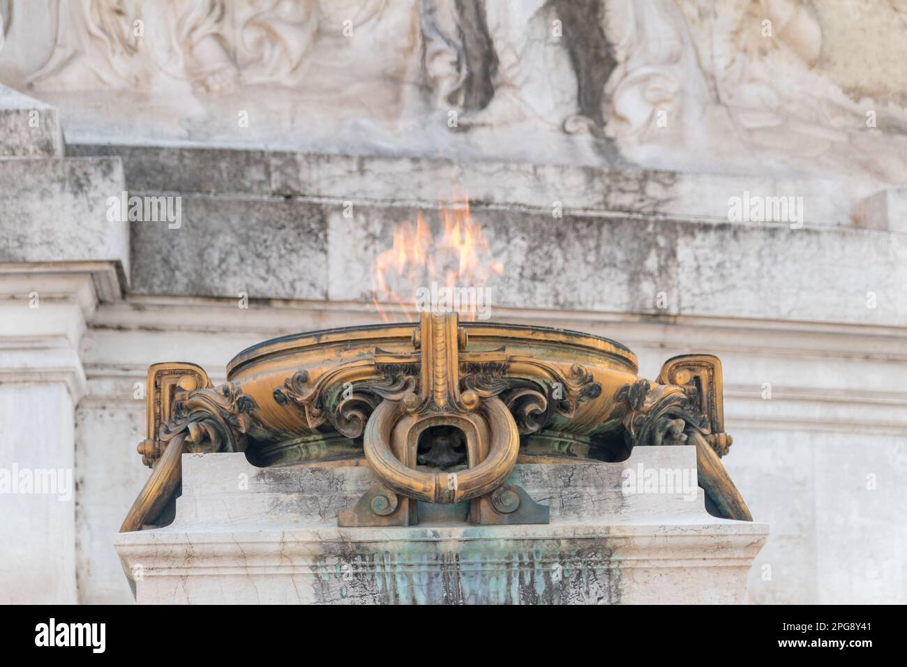 Rome, Italy - December 7, 2022: Flame at Tomb of the Unknown Soldier ...