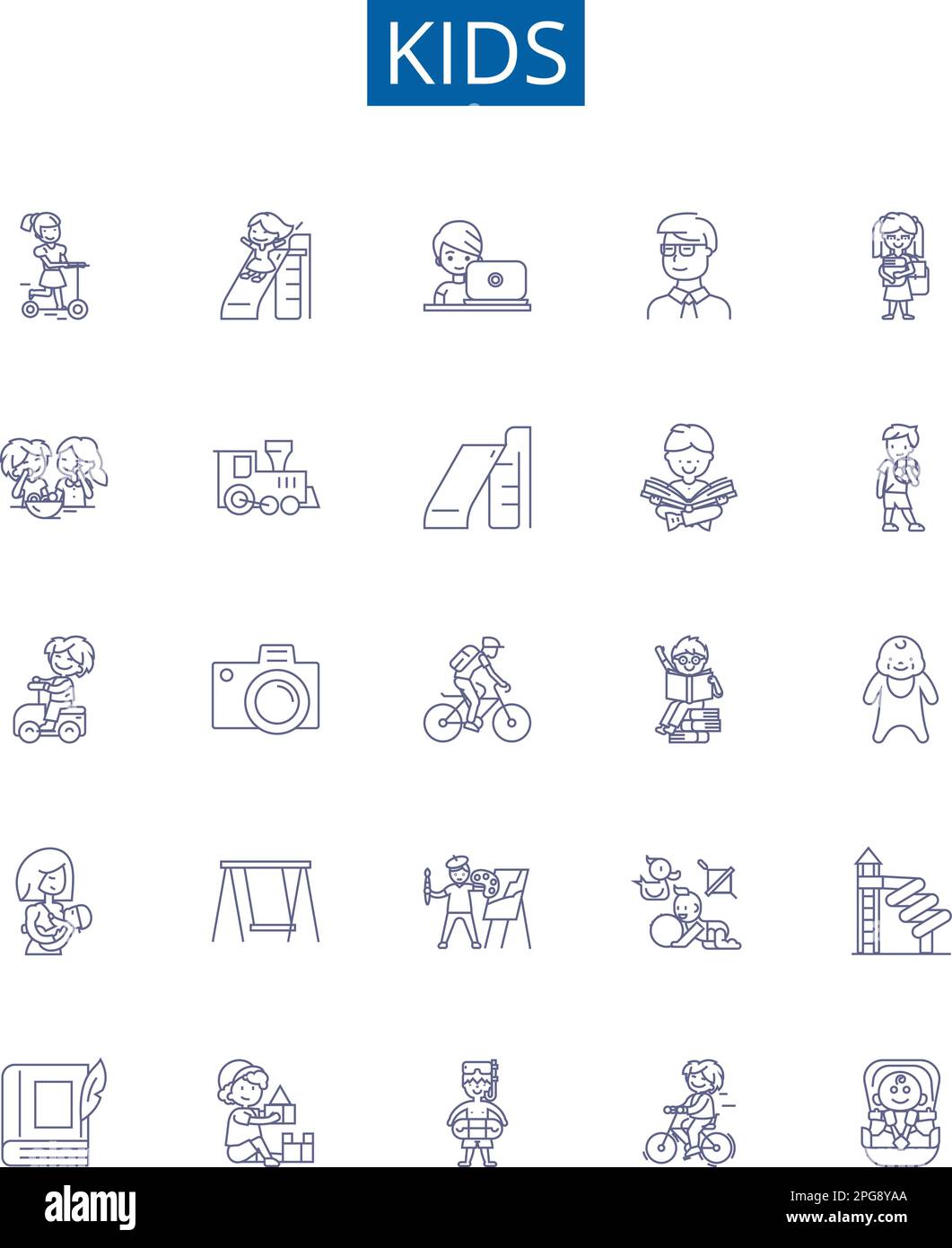 Kids line icons signs set. Design collection of Children, Toddlers, Babies, Youth, Teenagers ...