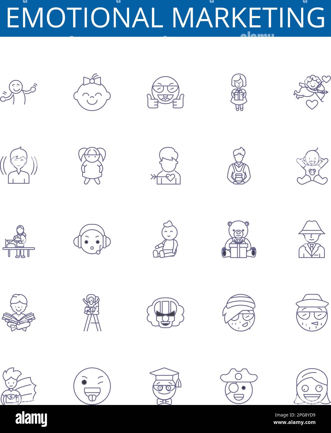 Emotional marketing line icons signs set. Design collection of Engaging ...