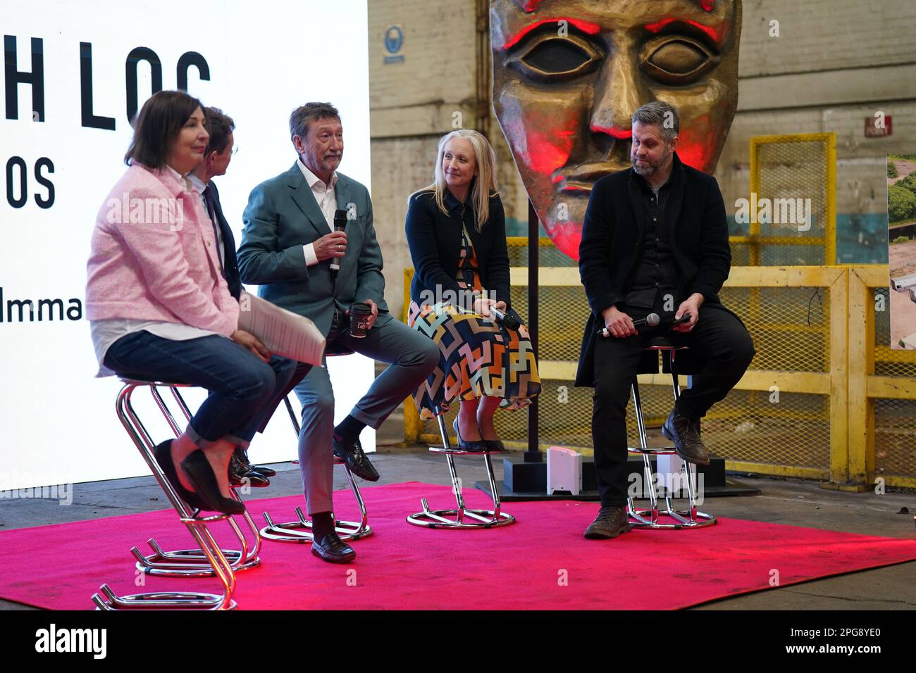 Peaky Blinders creator Steven Knight (centre) speaking at Digbeth Loc ...