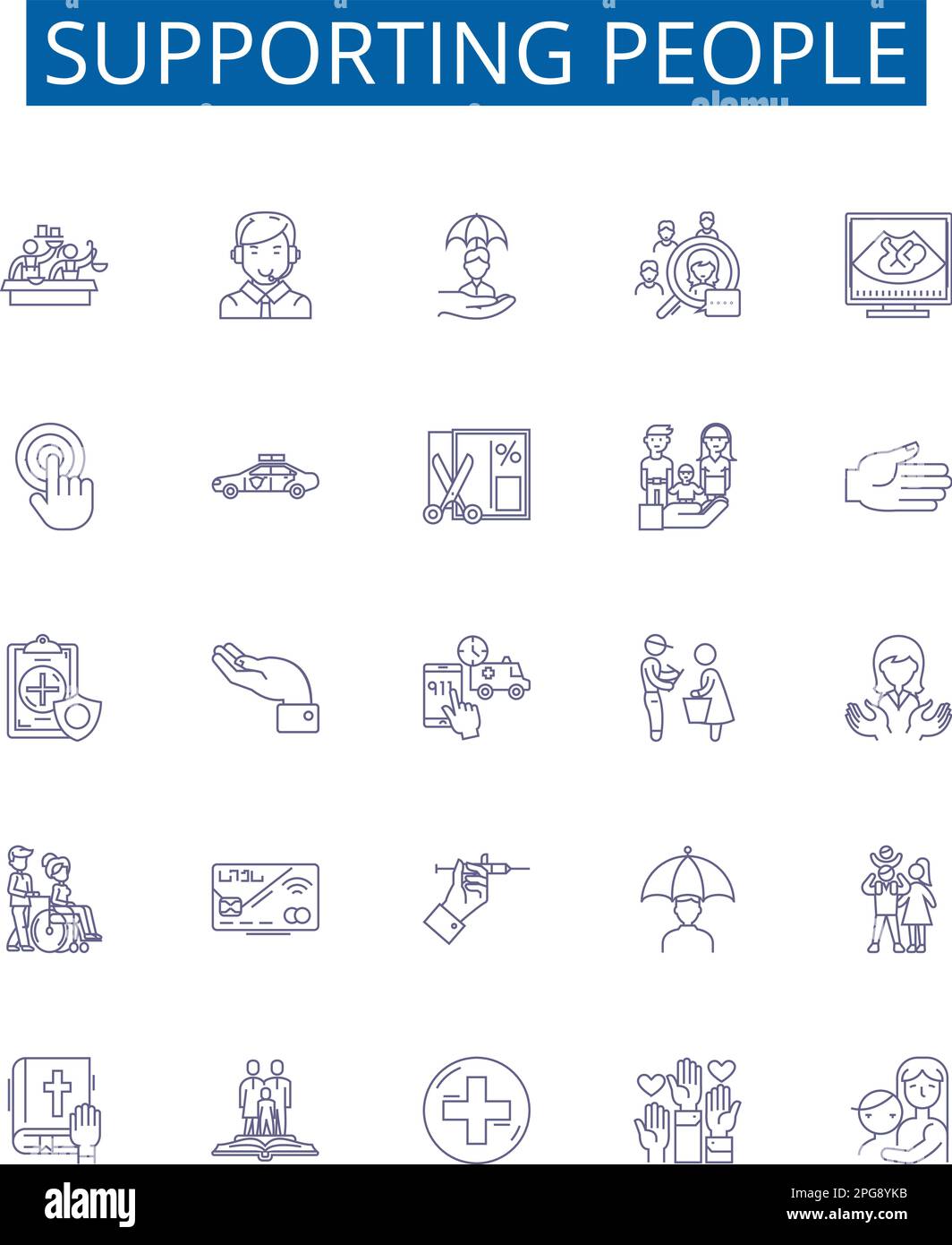 Supporting people line icons signs set. Design collection of Aid ...