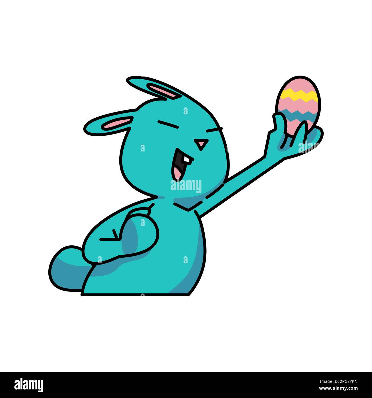 blue easter bunny holding easter eggs flat vector illustration Stock ...